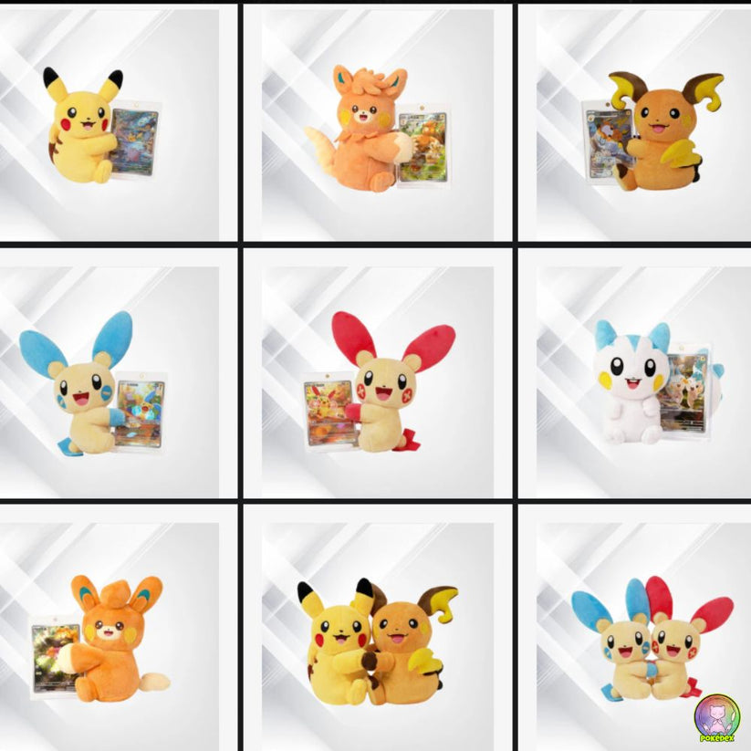 Pokémon Cheek Nuzzling Plush Toy & Card Display Gift Set | Simplified ...